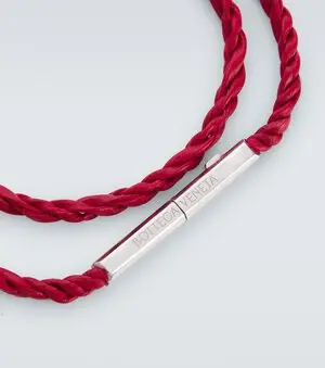 Bottega Veneta Knot Sterling Silver And Braided Leather Bracelet