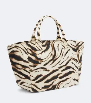 GANNI Large Zebra-print Canvas Tote Bag