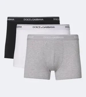 Dolce & Gabbana Set Of 3 Cotton-blend Jersey Briefs - Multicoloured