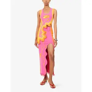Ph5 Floral Stretch-knit Midi Skirt