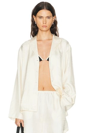 TOTEME Monogram Silk Pj Top - Cream