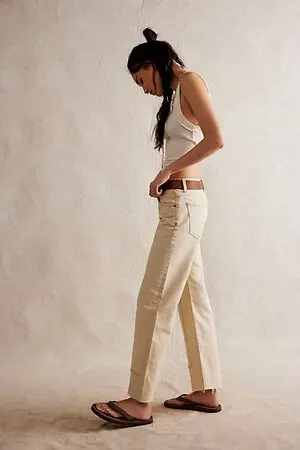 We The Free Risk Taker Mid-rise Straight Leg Jeans - Ecru
