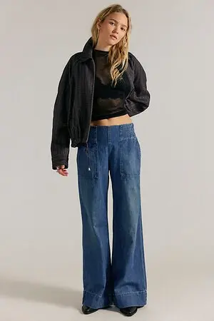 We The Free Breezy Wide-leg Denim Jeans - Cobalt