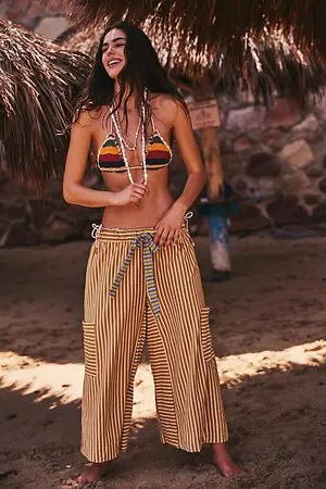 Free People Blanche Striped Culotte Trousers