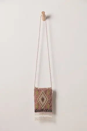FP COLLECTION Beaded Bag With Fringe Trim
