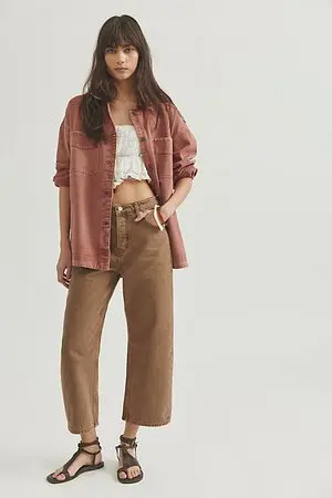 We The Free Deep Trance Dropped Boyfriend Jeans - Chocolate Mousse