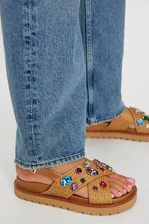VICENZA Rock Candy Embellished Sandals - Raffia
