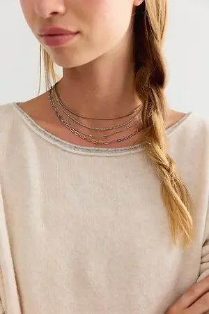 FP COLLECTION Layered Choker Necklace - Silver
