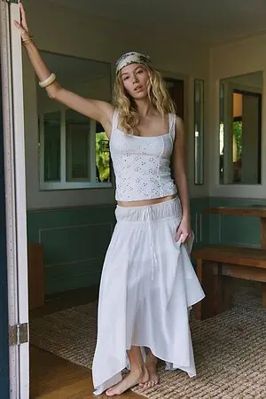 INTIMATELY Cotton Eyelet Camisole With Picot Trim - Ivory