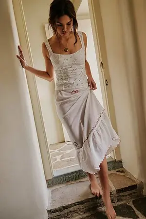 INTIMATELY Cotton Eyelet Camisole With Picot Trim - Ivory