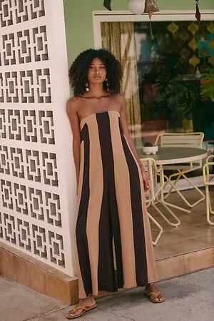 Free People Eden Jumpsuit With Vertical Stripes
