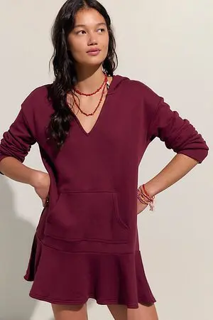 Free People Rafferty Hoodie Mini Dress - Maroon