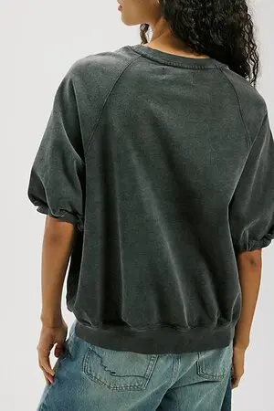 Free People Better On" Puff Sleeve Sweatshirt - Black