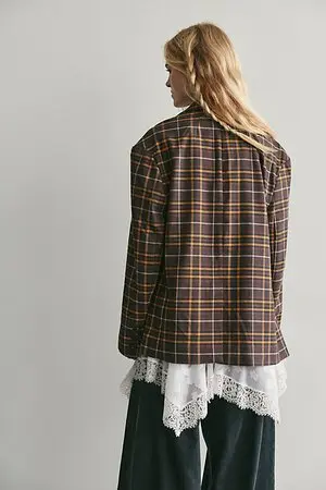Free People Dean Double-breasted Blazer Jacket - Black Combo