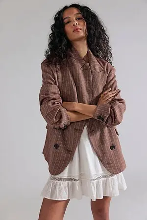 Free People Dean Double-breasted Blazer Jacket - Lilac Combo