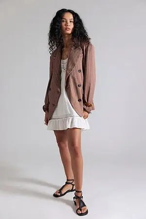 Free People Dean Double-breasted Blazer Jacket - Lilac Combo
