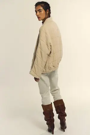 Free People Quilted Dolman Jacket - Tea