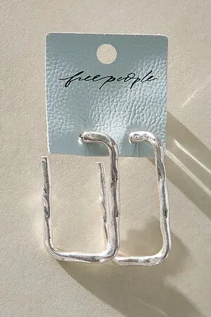 Free People Lodi Hoops - Silver Rectangle