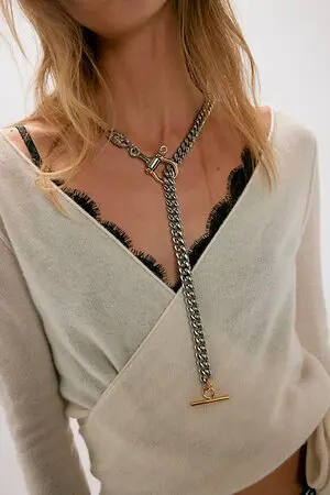 ATELIER CG Easton Chunky Chain Lariat Necklace - Multicolor