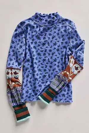 We The Free Bold Bowery Cuff Top - Blue/combo