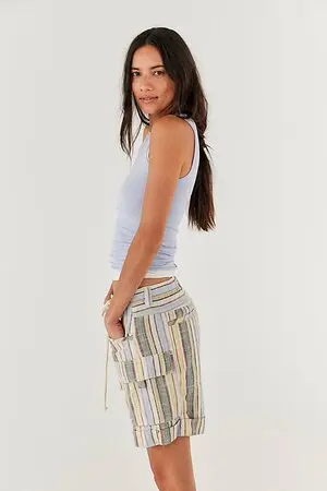 Free People Frankie Striped Cargo Shorts - Multicolor
