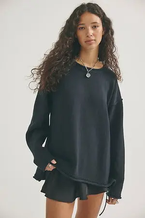 We The Free Ella Roll-neck Cotton Knit Sweater - Black