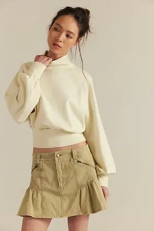 We The Free Turtleneck Balloon Sleeve Top - Egret