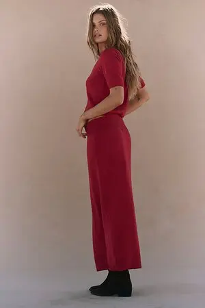 Free People Isabella Sweater Skirt Set - Deep Cherry