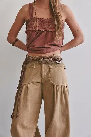 Free People Rope Wrap Belt With Mango Wood Ring Design - Coconut Shell