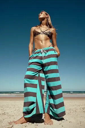 Free People Dakota Striped Wide-leg Drawstring Trousers - Mint Combo