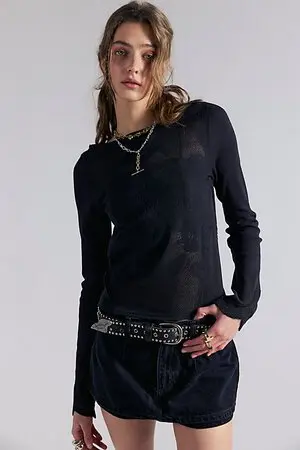 Free People Delilah Long Sleeve Top - Black