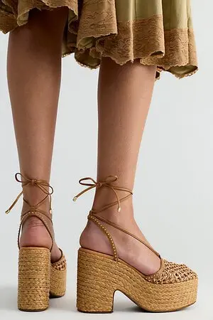 VICENZA Woven Platform Heels With Wraparound Straps