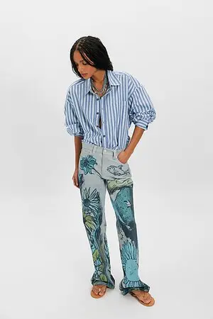 We The Free Freddie Striped Cotton Shirt - Washed Denim Combo