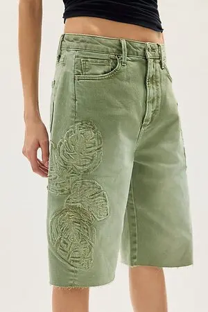 DRIFTWOOD Palmer Barrel Shorts With Floral Embroidery - Palm Patchwork