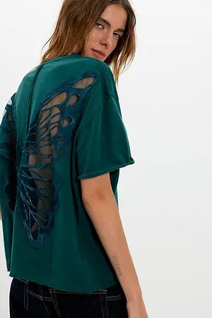 TRICIA FIX Oversized Butterfly Cut-out T-shirt - Emerald
