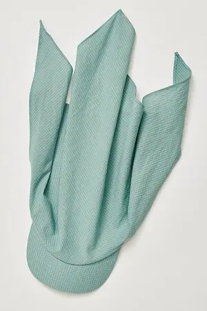 Free People Gingham Baseball Cap With Attached Scarf - Teal Combo