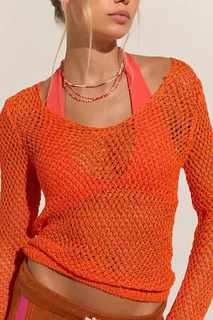Free People Coconut Knit Long Sleeve Top - Flame