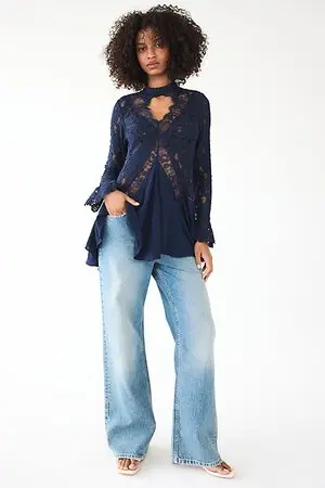 Free People First Crush Lace Tunic - Deeper Iris
