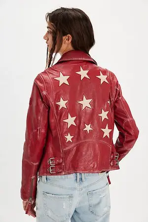 MAURITIUS LEATHER Christy Leather Moto Jacket - Red
