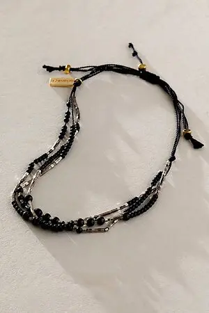 Free People Cove Collective Beaded Layered Bracelet - Silver/black