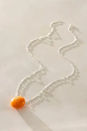 LES BEADS STUDIO Les Beads Ambelau Double Chain Necklace With Amber Stone