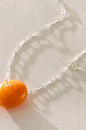 LES BEADS STUDIO Les Beads Ambelau Double Chain Necklace With Amber Stone