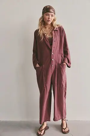 We The Free Denim Utility Jumpsuit - Rust