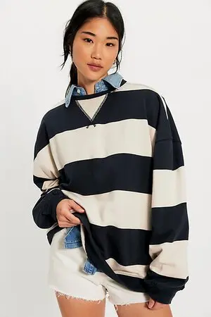 We The Free We The Free Classic Striped Oversized Crewneck Black Combo