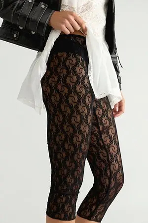 Only Hearts Stretch Lace Capri Tights - Black