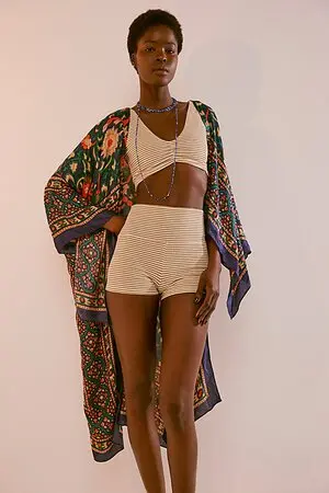 Free People Magic Dance Border Print Duster Jacket - Purple Pattern
