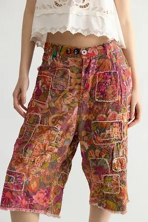 MAGNOLIA PEARL Corduroy Patchwork Miner Shorts - Pink