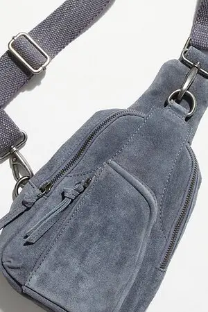 FP COLLECTION Hudson Suede Sling Bag - Slate