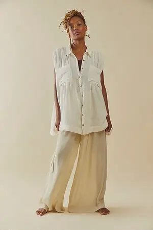 Free People Not So Basic Shirtdress Tunic - Powder Sand