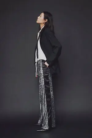 Free People Low-rise Sequined Wide-leg Trousers - Silver Combo